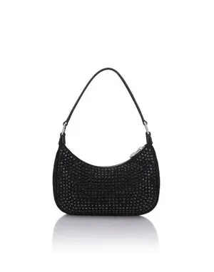 Philipp Plein Suede Shoulder Bag With All-over Strass Embellishment - Black