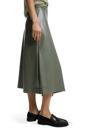 BOSS Ventara Faux Leather Midi Skirt