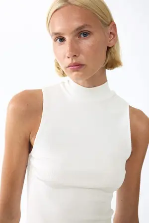 H&M Viscose Mock Turtleneck Top - White
