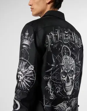 Philipp Plein Silk Shirt All-over Tattoo