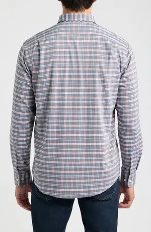 Johnnie-o Basswood Plaid Performance Long Sleeve Button Down Shirt - Navy