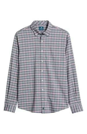 Johnnie-o Basswood Plaid Performance Long Sleeve Button Down Shirt - Navy