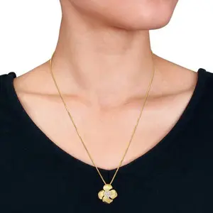 JULIANNA B. Lab-grown Diamond Flower Necklace In Yellow Plated Sterling Silver