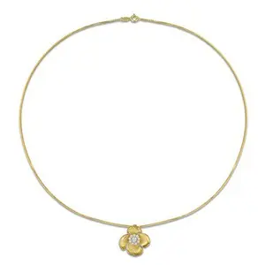 JULIANNA B. Lab-grown Diamond Flower Necklace In Yellow Plated Sterling Silver