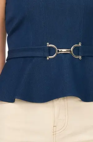 Vince Camuto Seamed Belted Peplum Shell