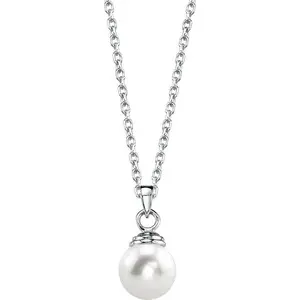 The Pearl Source 8.0–8.5mm White Freshwater Cultured Pearl Pendant Necklace In 14k Gold - White Gold