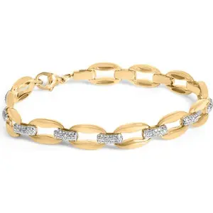 HAUS OF BRILLIANCE Gold Vermeil Diamond Link Bracelet - Silver