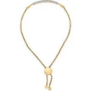 HAUS OF BRILLIANCE Gold Vermeil Diamond Accent Bar Lariat Bolo Bracelet - Silver