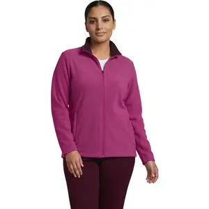 LANDS' END Fleece Full Zip Jacket - Light Raspberry/burgundy