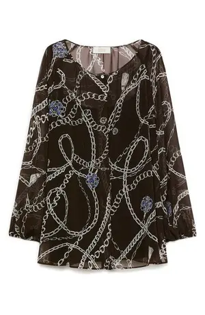 Marina Rinaldi Jewel Print Long Sleeve Georgette Tunic