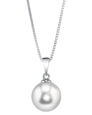 The Pearl Source White Freshwater Pearl Pendant Necklace - Sterling Silver
