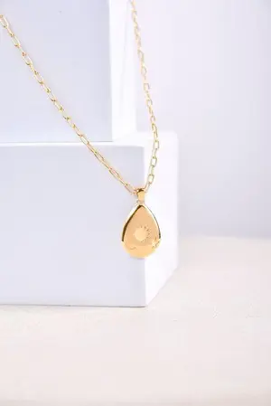 OGÉ JEWELRY Lunara 18k Vermeil Sun Moon Star Pendant Necklace - Gold
