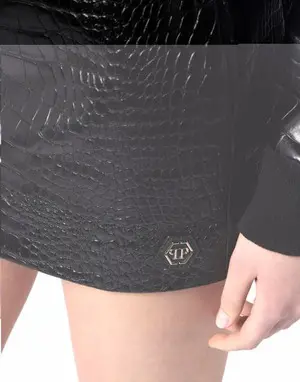 Philipp Plein Croco-print Leather Mini Skirt