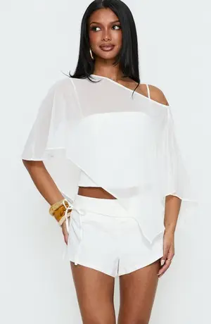Princess Polly Senzo Wrap Shorts - White
