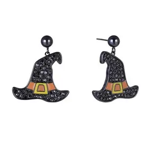 HALLMARK Halloween Witch Hat Statement Earrings - Black
