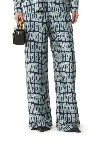 LANVIN Printed Wide-leg Silk Pants