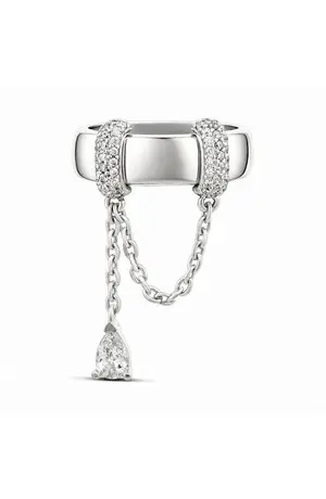 SHYMI Statement Pavé Chain Ring With Pear-cut Cubic Zirconia - Silver