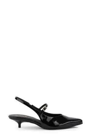 Seychelles Faux Leather Slingback Pumps With Kitten Heel - Black
