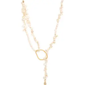 HOUSE OF OLIA Piedrita Freshwater Lariat Necklace - Pearl