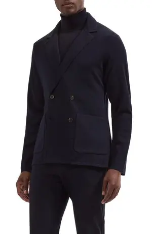 Bugatchi Double-breasted Merino Wool Sweater Blazer