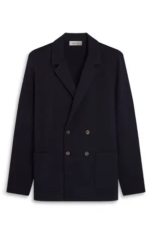 Bugatchi Double-breasted Merino Wool Sweater Blazer