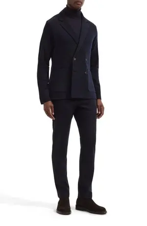 Bugatchi Double-breasted Merino Wool Sweater Blazer