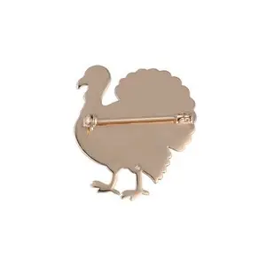 HALLMARK Enamel Turkey Pin With Rhinestone Accents