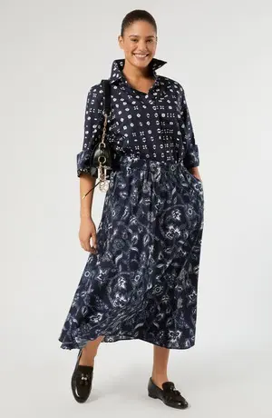 Marina Rinaldi Geometric Print Cotton Shirt
