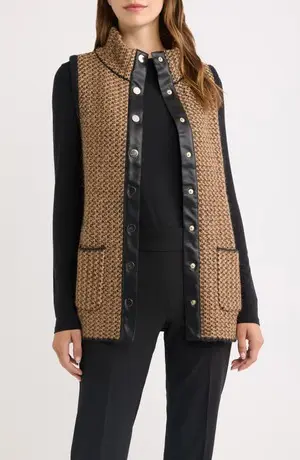ANNE KLEIN Metallic Bouclè Knit Vest