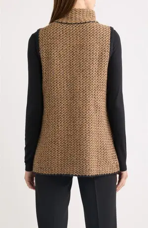 Anne Klein Metallic Bouclè Knit Vest