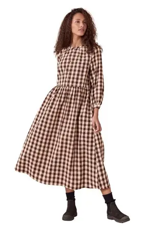 CELTIC & CO. Collarless Gingham Midi Dress