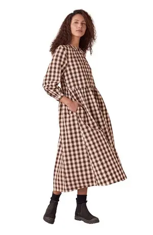 CELTIC & CO. Collarless Gingham Midi Dress