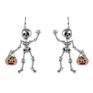HALLMARK Skeleton And Candy Bucket Dangle Earrings