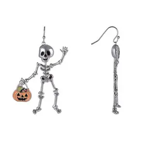 HALLMARK Skeleton And Candy Bucket Dangle Earrings