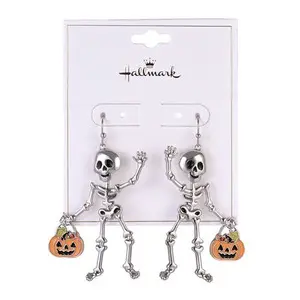 HALLMARK Skeleton And Candy Bucket Dangle Earrings