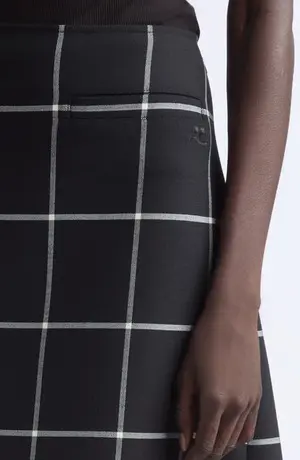COURREGES Windowpane Check Knee-length Skirt - Black/white