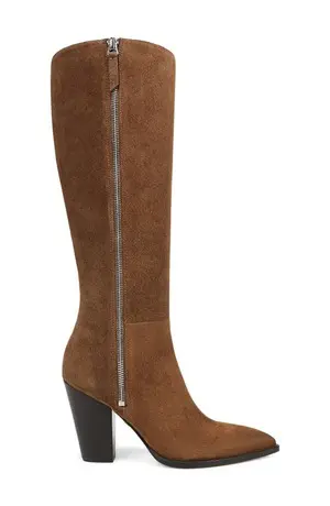Veronica Beard Levanne Leather Knee High Boot - Chestnut Suede