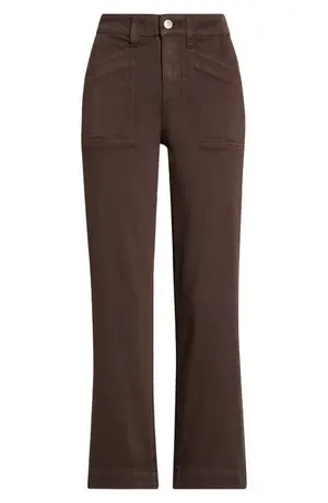 Paige Quincy Ankle Straight Leg Pants - Rich Chocolate