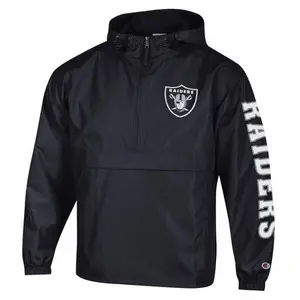 Champion Las Vegas Raiders Packable Hooded Windbreaker Half-zip Jacket