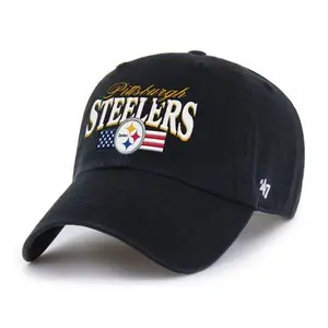 '47 Pittsburgh Steelers American Flag Clean Up Adjustable Hat - Black