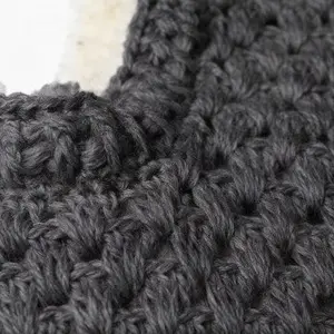 NIRVANNA DESIGNS Nirvanna Designs Lambswool Crochet Hood With Chin Ties Charcoal