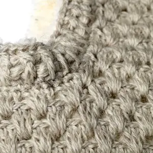 NIRVANNA DESIGNS Lambswool Crochet Hood With Chin Ties - Linen