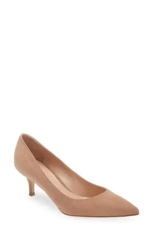 GIANVITO ROSSI Kitten Heel Pointed Toe Pump - Praline