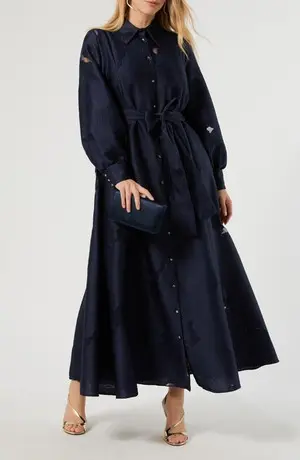 Marina Rinaldi Mreasta Jacquard Shirtdress - Navy