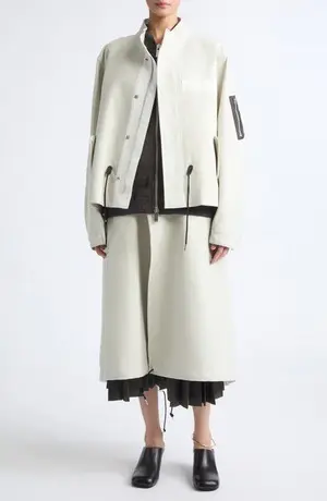 Sacai Wool Flannel & Nylon Twill Coat - Ecru