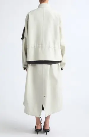 Sacai Wool Flannel & Nylon Twill Hybrid Coat - Ecru