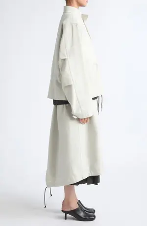 Sacai Wool Flannel & Nylon Twill Hybrid Coat - Ecru