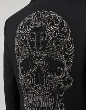 Philipp Plein Boyfriend Fit Blazer With Baroque Skull Embellishment
