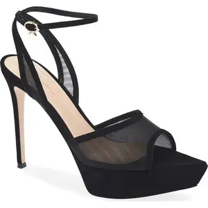 GIANVITO ROSSI Mesh And Suede Platform Stiletto Sandals