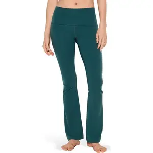 Spiritual Gangster Euphoria Foldover Flare Yoga Pants - Evergreen